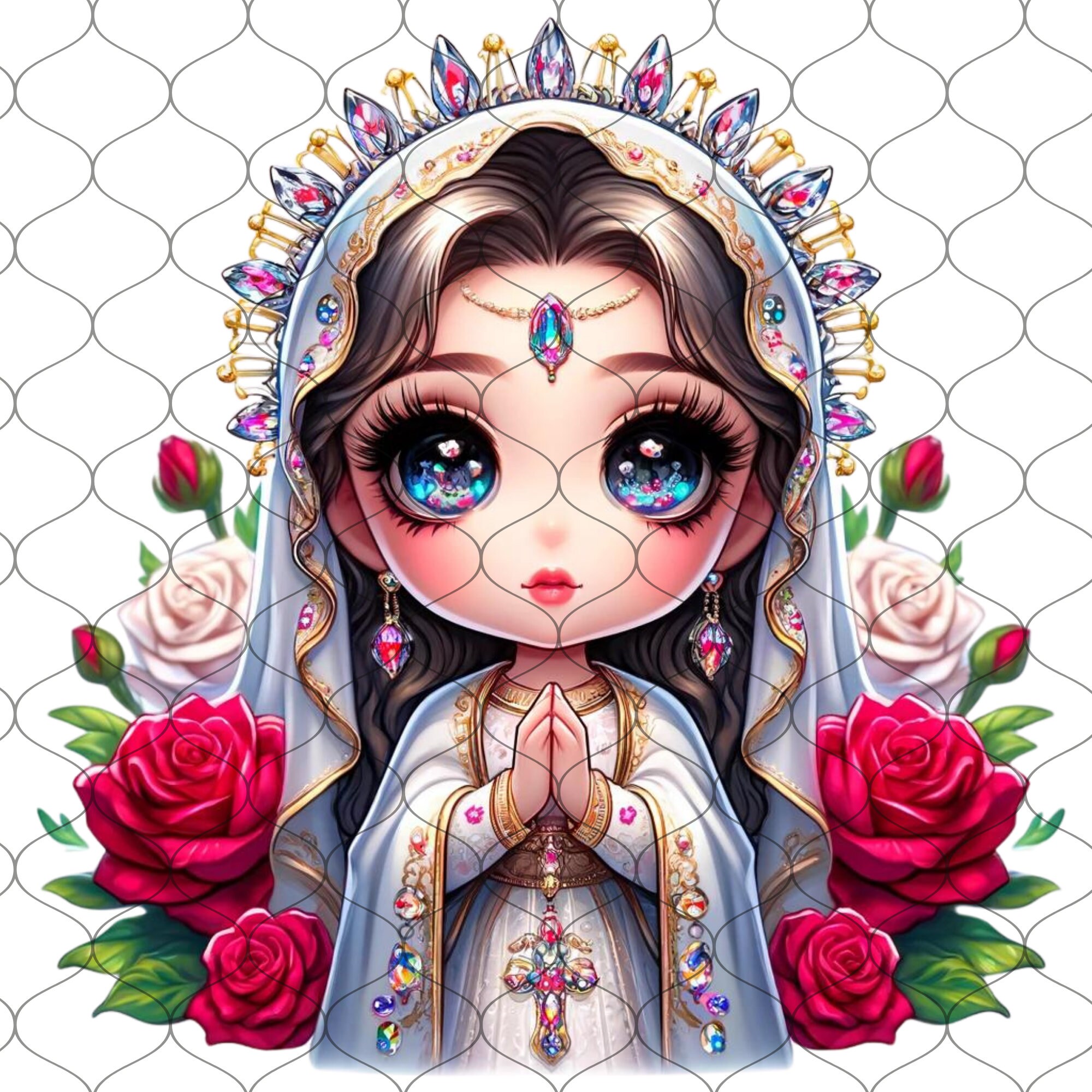 Chibi Cute Diamond Our Lady, 12 Png, Virgin Mary Png, Mother of God ...