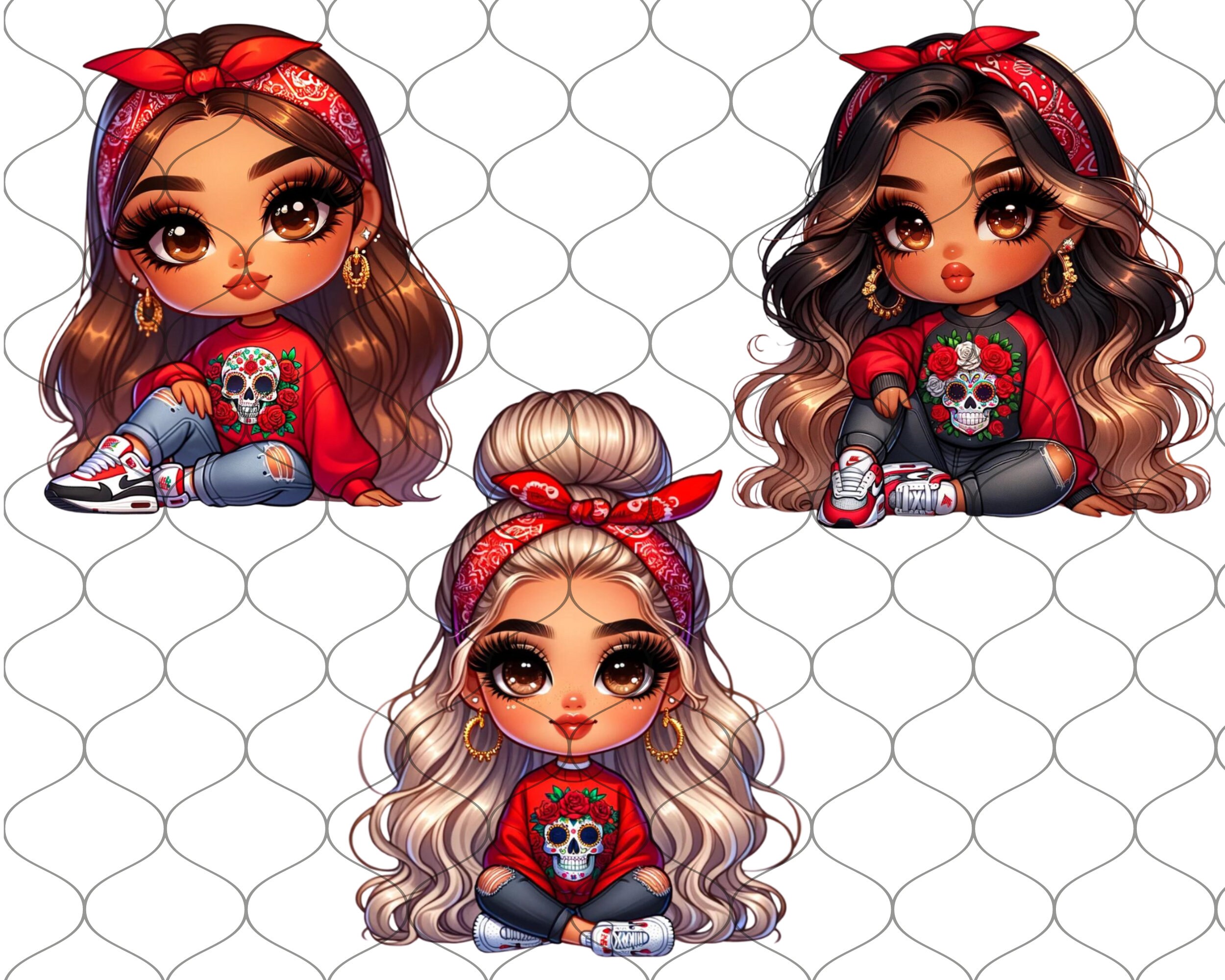 Chibi Cute Chicana Girl, 25 PNG, Chicana Clipart, Chibi Dolls Png ...