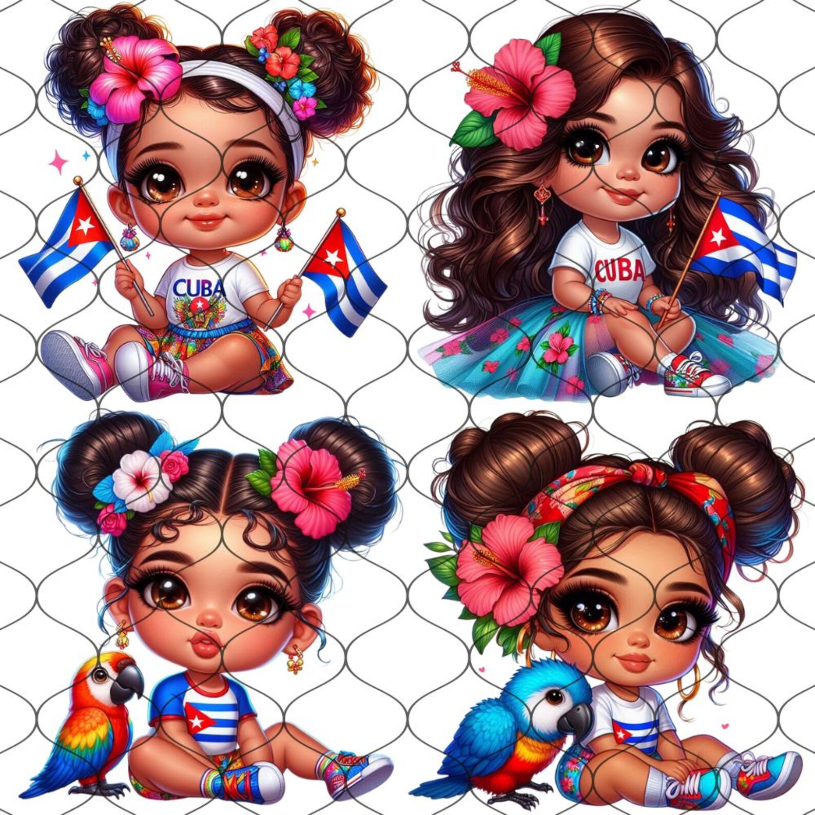 25 Chibi Super Cute Cuban Baby Girl Clipart, Cuban Baby Girl Png, Cuba ...