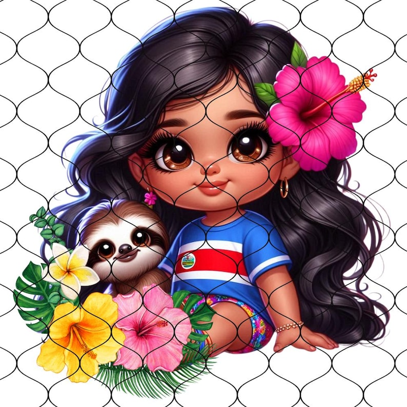 Chibi Cute Costa Rican Baby Girl Clipart, 20 Png, Costa Rican Girl Png ...