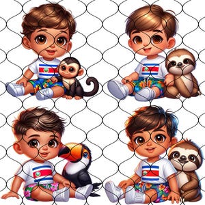 Chibi Cute Costa Rican Baby Boy Clipart, 25 PNG, Costa Rican Boy Png ...