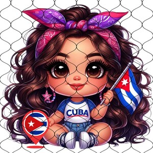 Chibi Cute Cuban Baby Girl Clipart, 20 PNG, Cuban Girl Png, Cuba Png ...