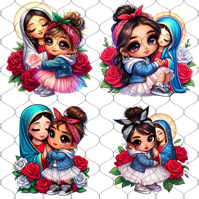 Chibi Cute Latina Baby Girl Virgin Mary Png, 12 Png, Latina Princess ...