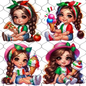 Chibi Cute Italian Baby Girl Clipart, 30 PNG, Italy Png, Italy Flag Png ...