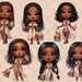 Chibi Boho Ladies, 40 Png, Boho Girl Png, Black Women Clipart, Black ...