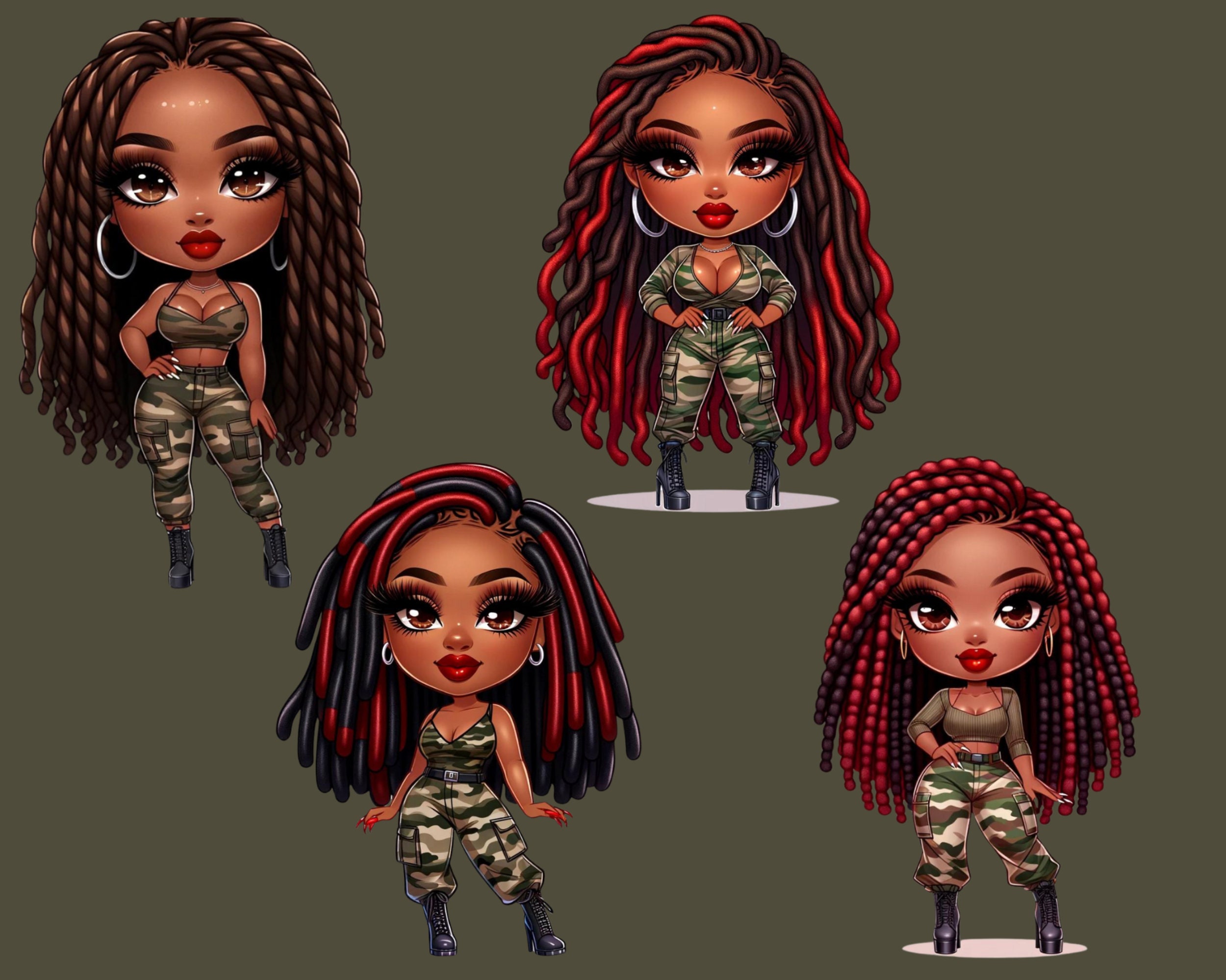 Chibi Army Girl, 30 PNG, Army Girl Clipart, Army Clipart, Military ...