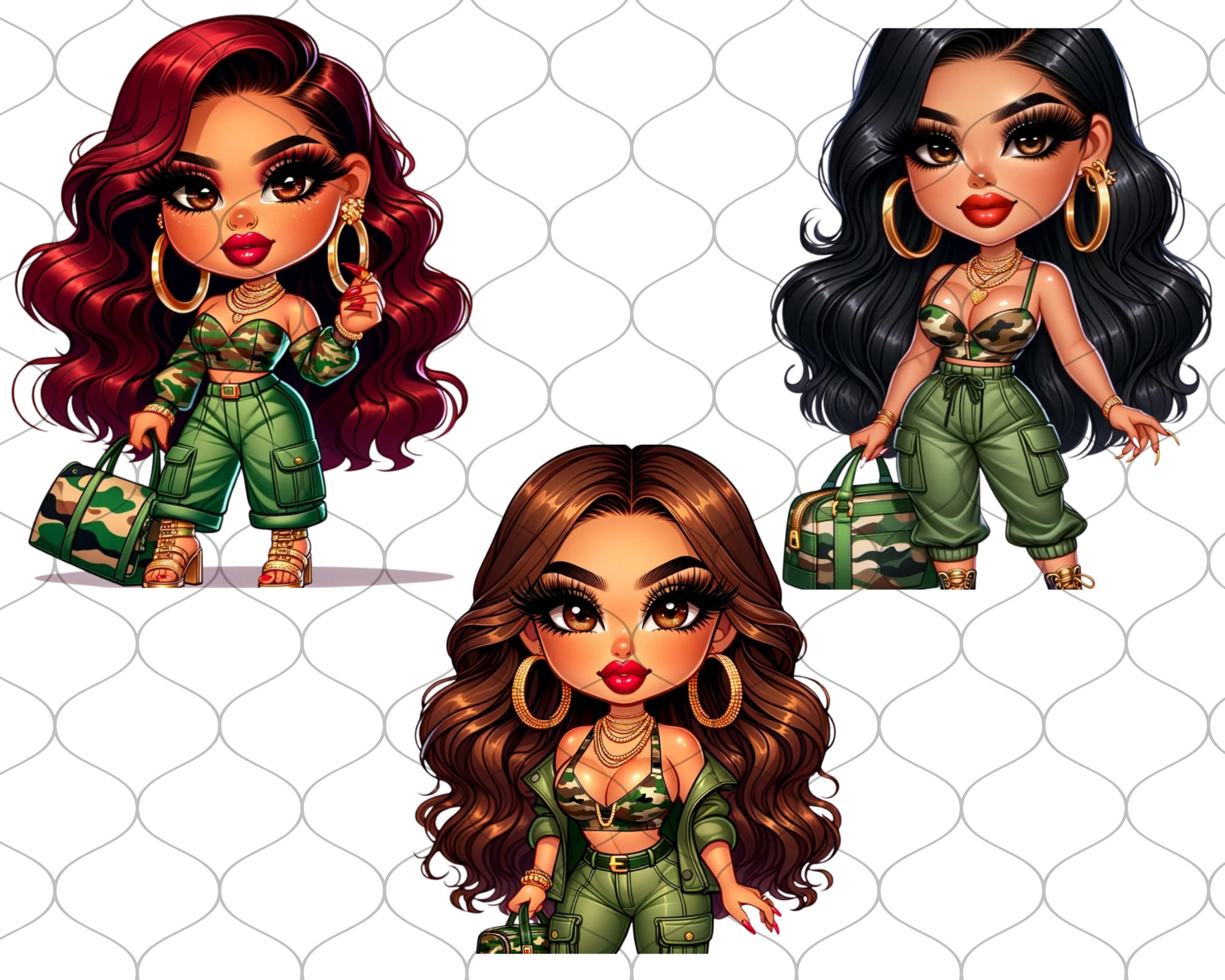 Chibi Latina Girl Boss, 25 PNG, Hot Latina Clipart, Chibi Hispanic ...