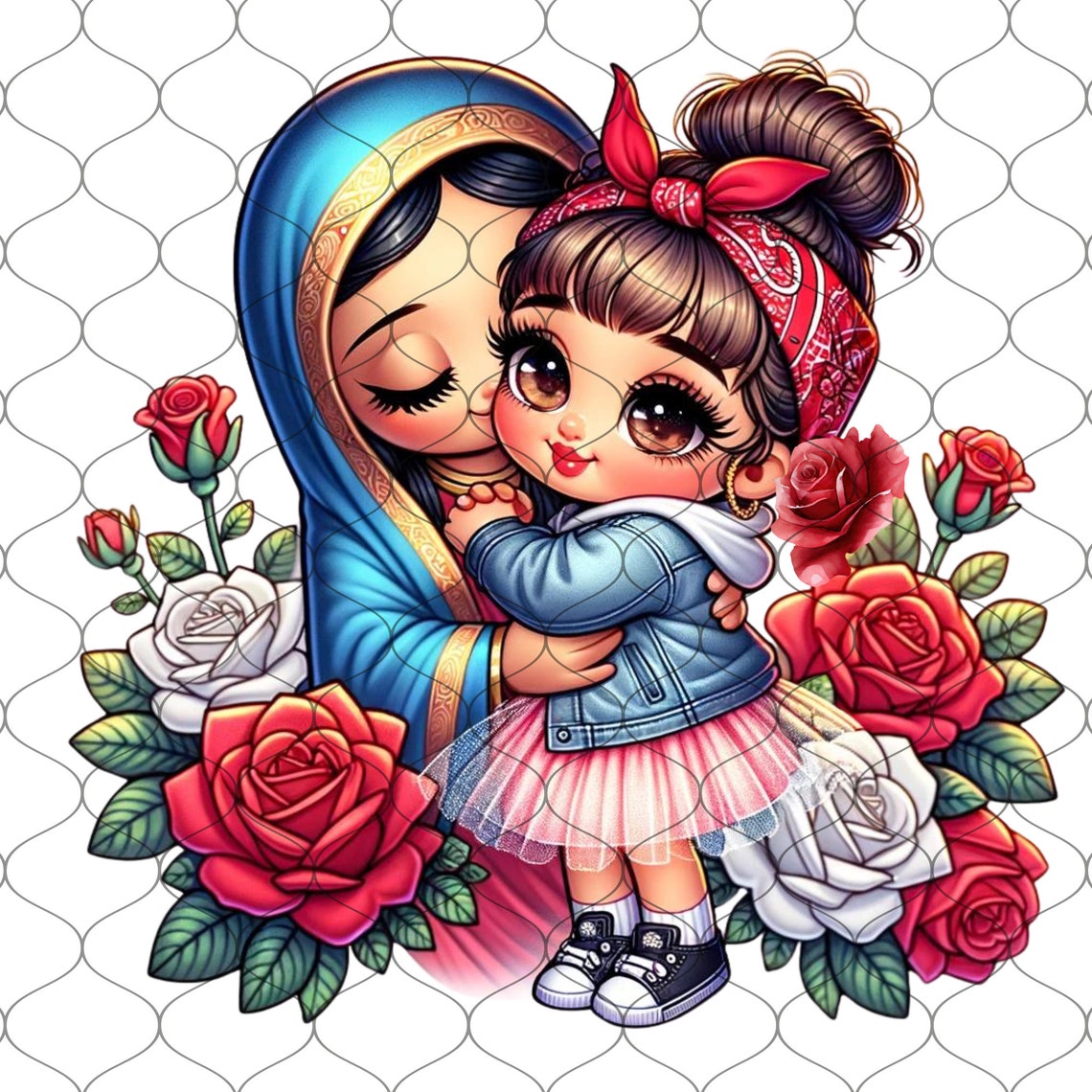 Chibi Cute Latina Baby Girl Virgin Mary Png, 12 Png, Latina Princess ...
