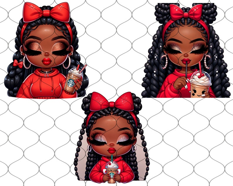 Chibi Boujee Girl, 20 PNG, Girl Boss Clipart, Lady Boss Clipart, Black ...