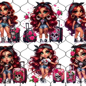 Chibi Travel Redhead Chicana, 30 PNG, Chicana Png, Travel Girl Clipart ...