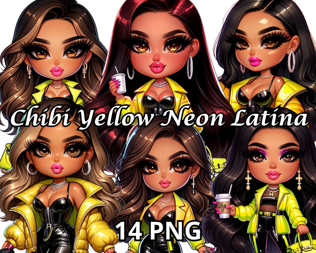Chibi Yellow Neon Latina, 14 PNG, Chibi Dolls Png, Chibi Girl Png ...