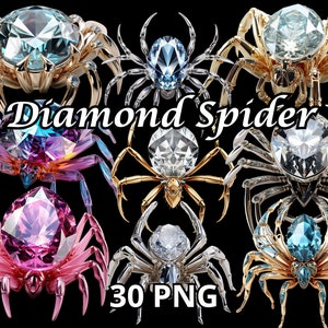 Diamond Spider, 30 PNG, Halloween Clipart, Spider Clipart, Halloween ...