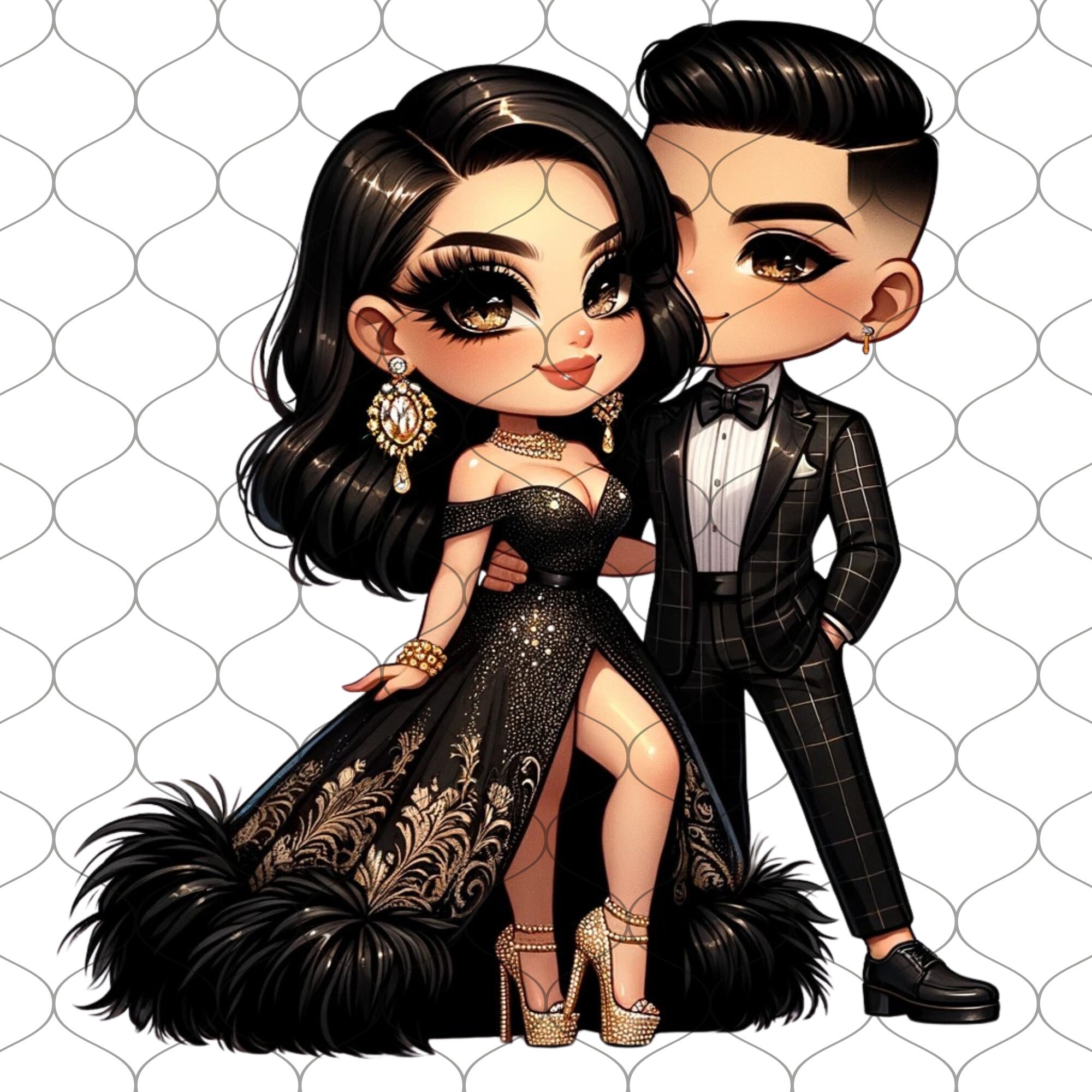 10 Chibi Latin Couple Png, Love Hispanic Couple Sublimation PNG Design ...