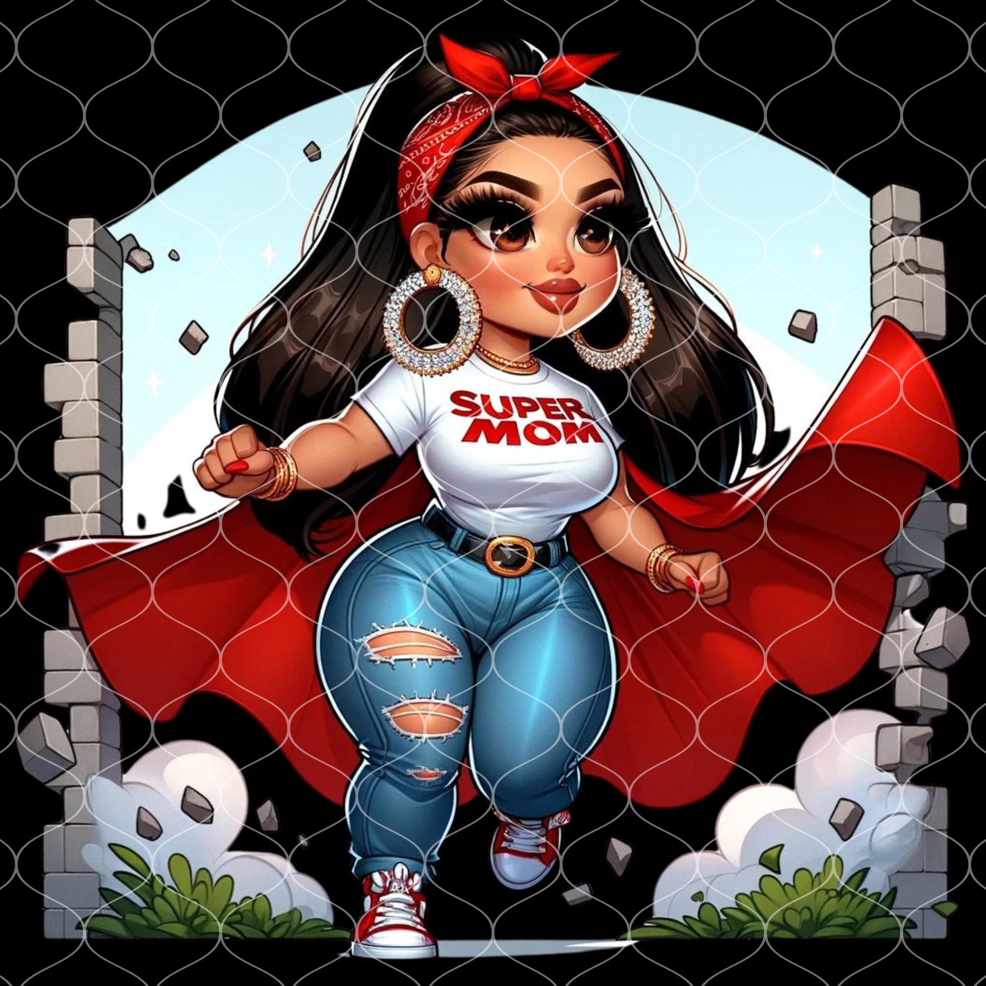 Chibi Super Mom Png, Chicano Woman Png, Latina Woman Png, Chicana ...