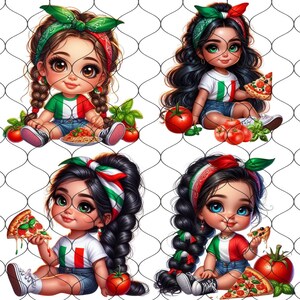 Chibi Cute Italian Baby Girl Clipart, 30 PNG, Italy Png, Italy Flag Png ...