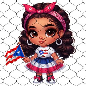 Chibi Cute Puerto Rican Baby Girl Png, 20 Png, Puerto Rican Png, Chibi ...