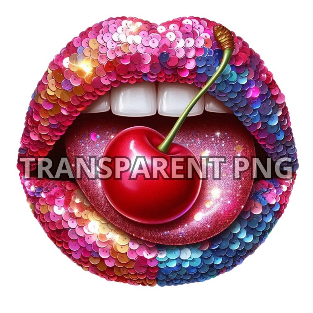 Sequined Lips Png, TRANSPARENT PNG, Sublimation Lips, Cherries Png ...