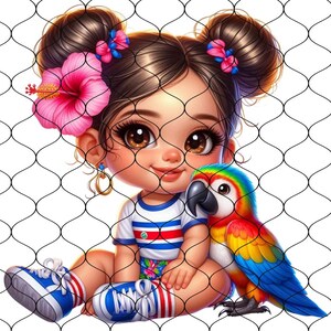 Chibi Cute Costa Rican Baby Girl Clipart, 20 Png, Costa Rican Girl Png ...