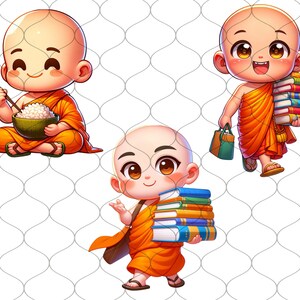 Chibi Cute Monk, 20 TRANSPARENT PNG, Monk Clipart, Buddha Png ...