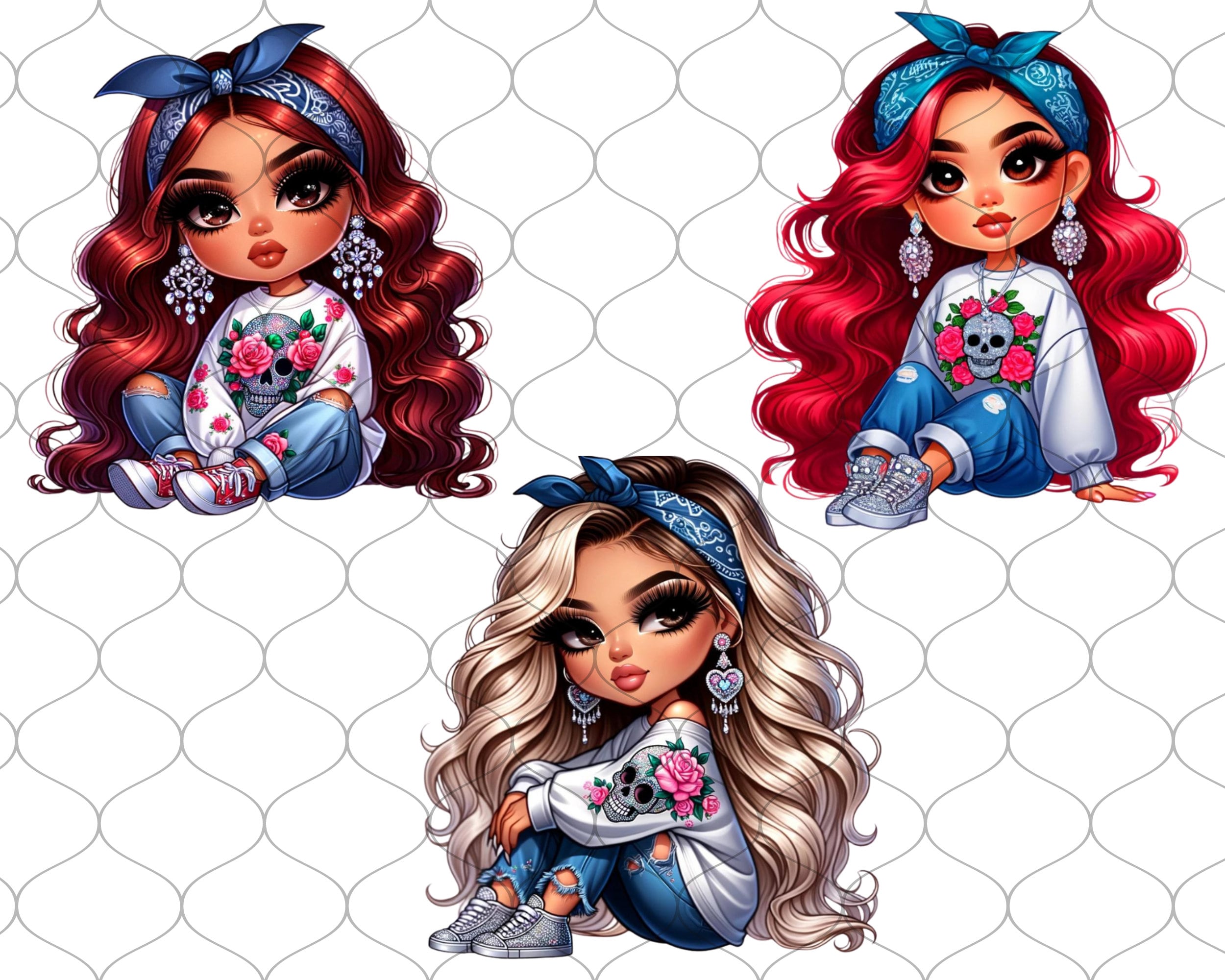 Chibi Cute Chicana Girl, 26 PNG, Chicana Clipart, Chibi Dolls Png ...