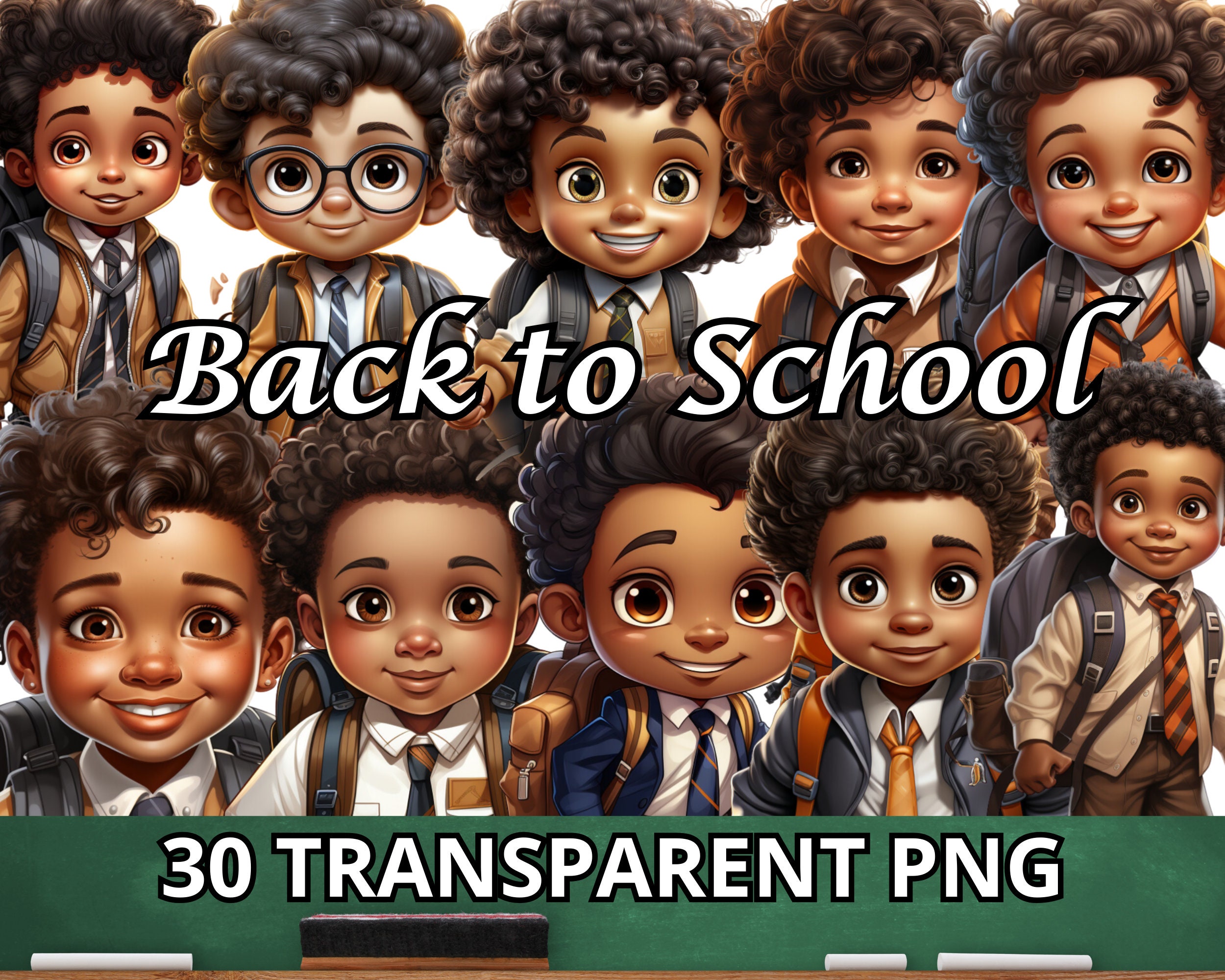 Back to School, 30 PNG, School Clipart, Back to School Children in ...