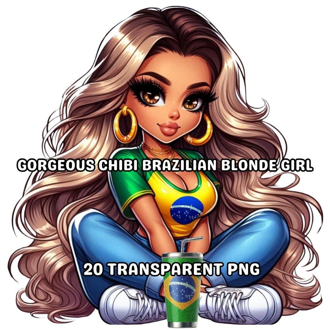 20 Gorgeous Chibi Brazilian Blonde Girl Png, Brazil Clipart, Chibi Girl ...