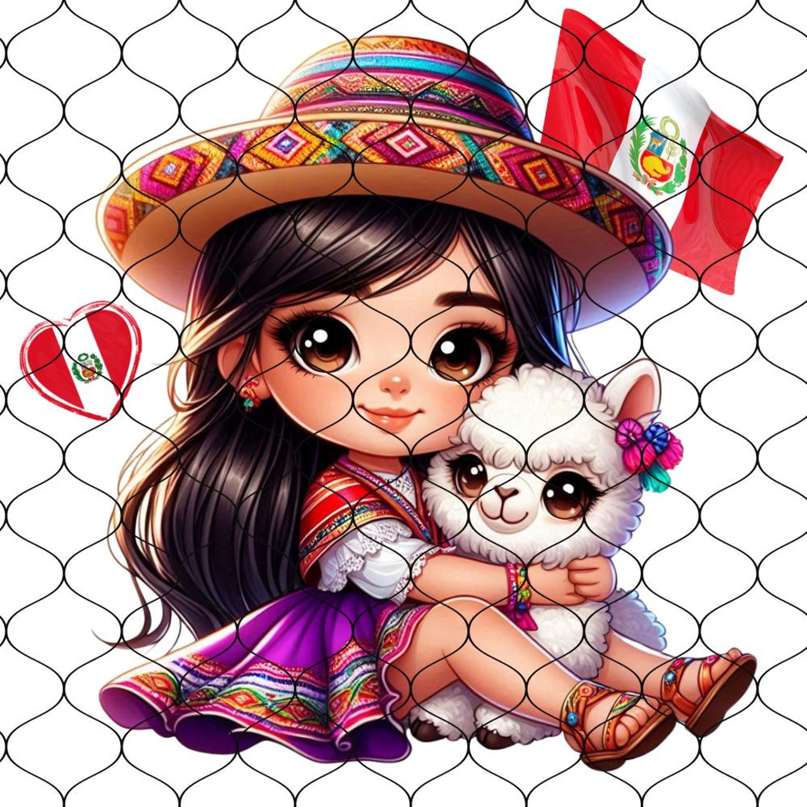 Super Cute Chibi Peruvian Baby Girl, 20 PNG, Proud Peruvian, Peruvian ...