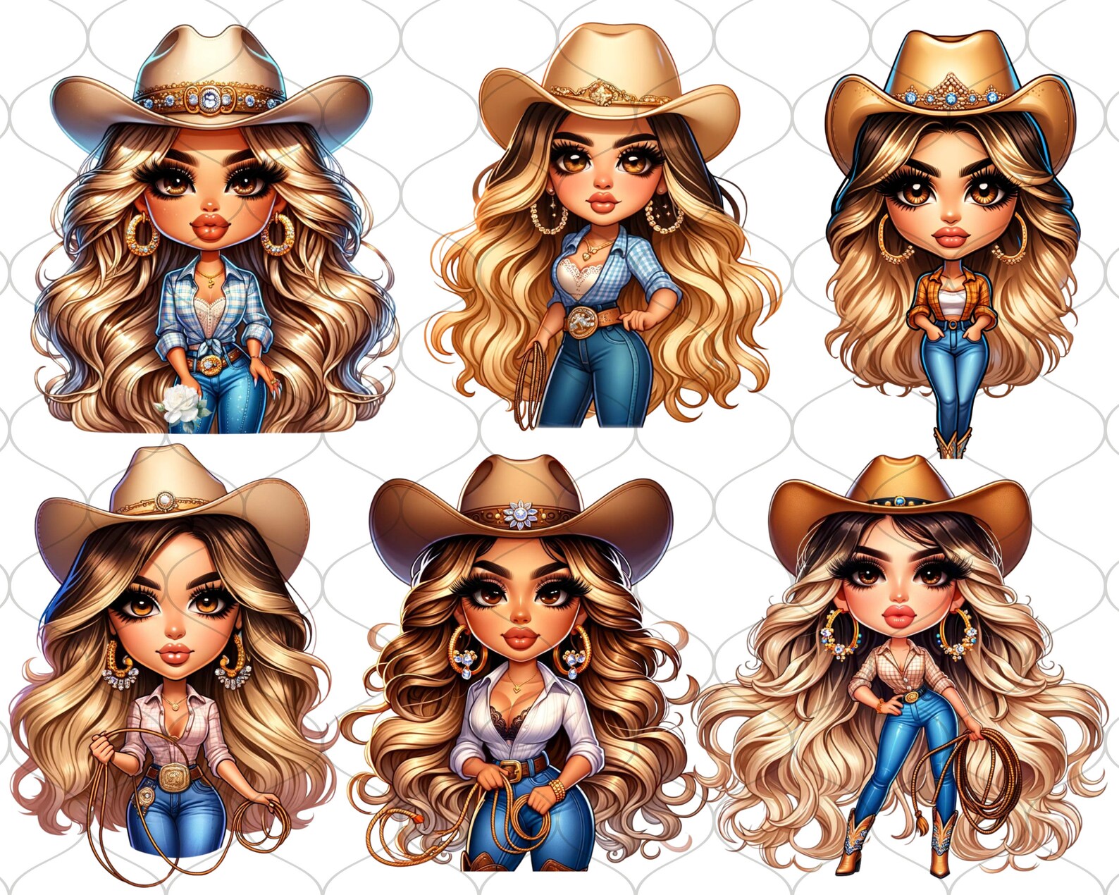Gorgeous Chibi Latina Cowgirl, 50 Png, Western Girl Png, Cowgirl Png ...