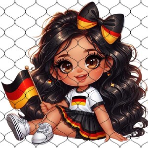 Chibi Cute German Black Hair Baby Girl Clipart, 20 Png, Germany Png ...