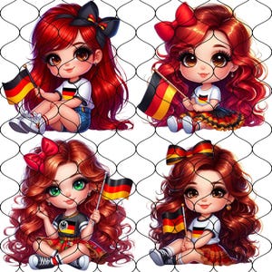 Chibi Cute German Red Hair Baby Girl Clipart, 25 PNG, Germany Png ...