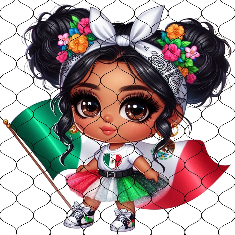 Super Cute Chibi Mexican Girl Clipart, 20 PNG, Latina Princess Clipart ...