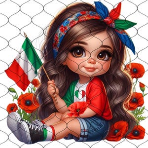Chibi Cute Italian Baby Girl Png, 30 Png, Italy Png, Italy Flag Png ...