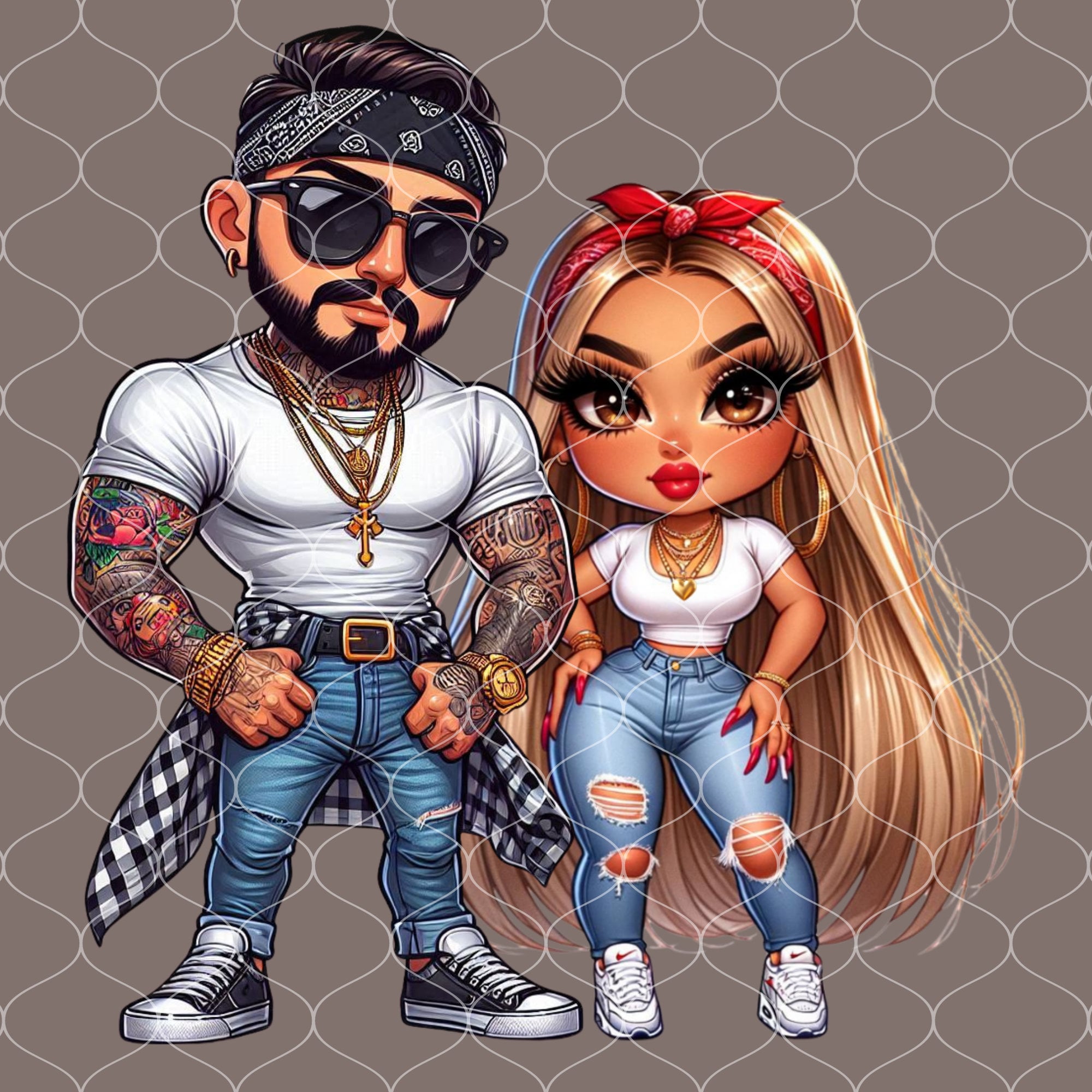 Chibi Chicano Couple Clipart, TRANSPARENT PNG, Latin Couple Png, Love ...