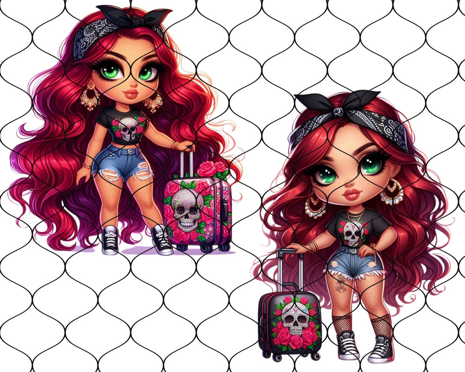 Chibi Travel Redhead Chicana, 30 PNG, Chicana Png, Travel Girl Clipart ...