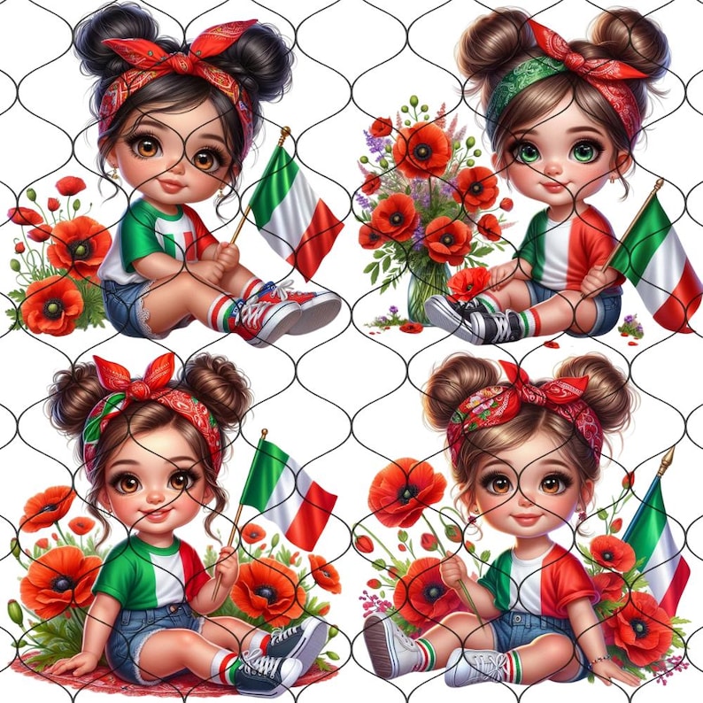 Chibi Cute Italian Baby Girl Png, 30 Png, Italy Png, Italy Flag Png ...