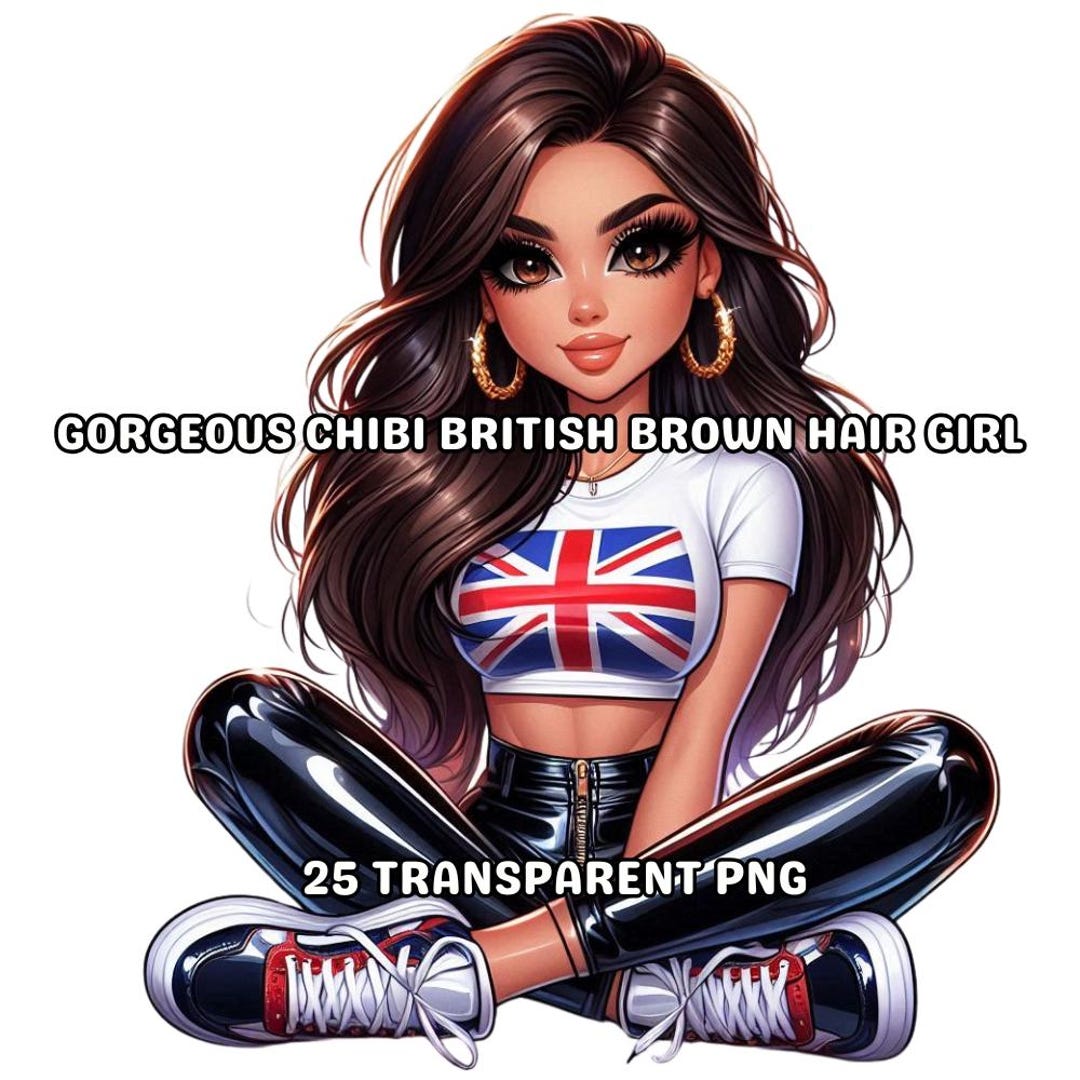 25 Gorgeous Chibi British Brown Hair Girl Png, Chibi Girl Png, Chibi ...