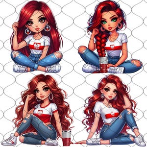 Gorgeous Red Hair Chibi Girl-poland, 30 PNG, Polish Girl Png, Poland ...