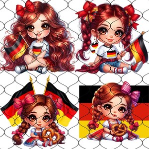 Chibi Cute German Red Hair Baby Girl Clipart, 25 PNG, Germany Png ...