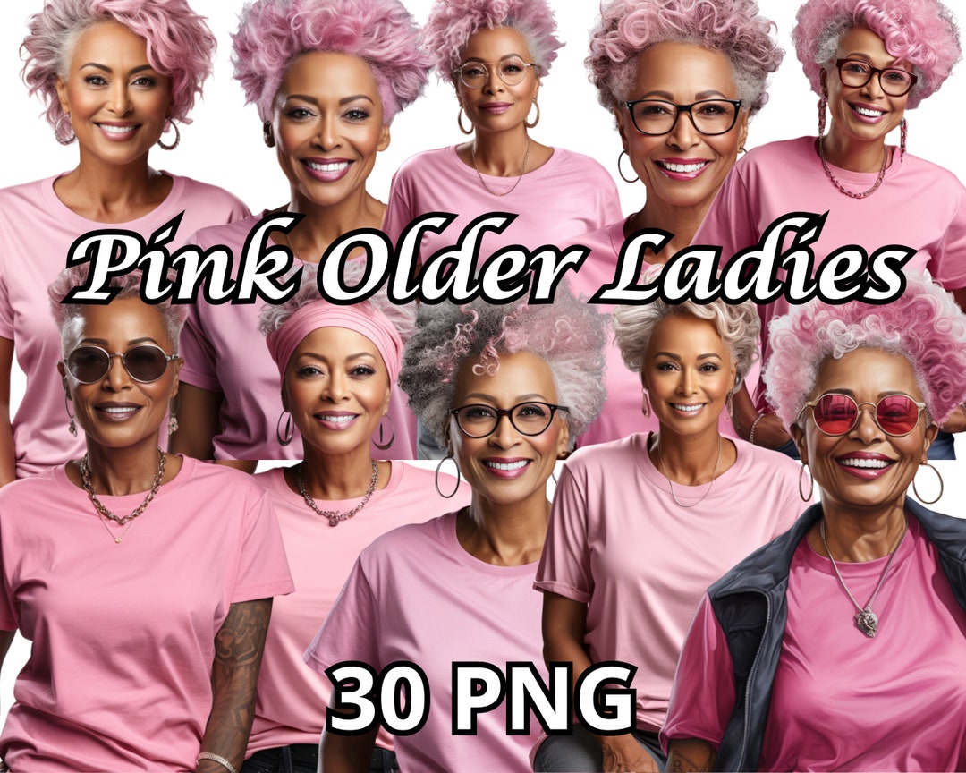 Pink Older Ladies, 30 PNG, Black Grandma Clipart, Black Woman Clipart ...