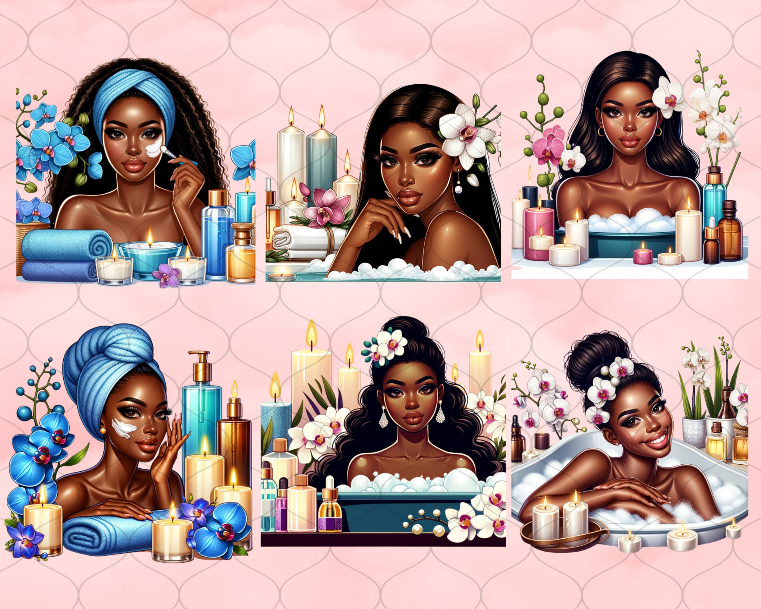 Spa Day Clipart, 50 PNG, Relaxation Clipart, Health Clipart, Wellness ...