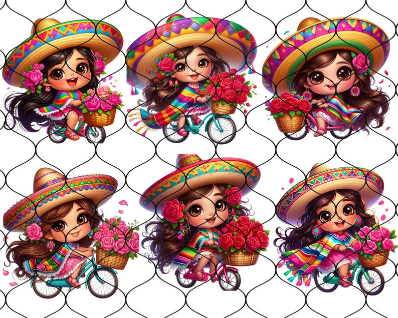 Cute Chibi Mexican Girl Clipart, 40 PNG, Latina Princess Clipart ...