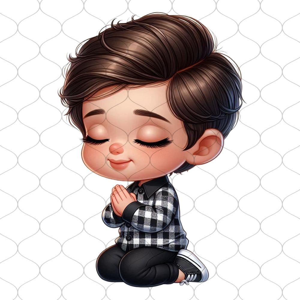 20 Chibi Cute Praying Baby Boy Png Set 1, Chibi Boy Png, Chibi Boy ...
