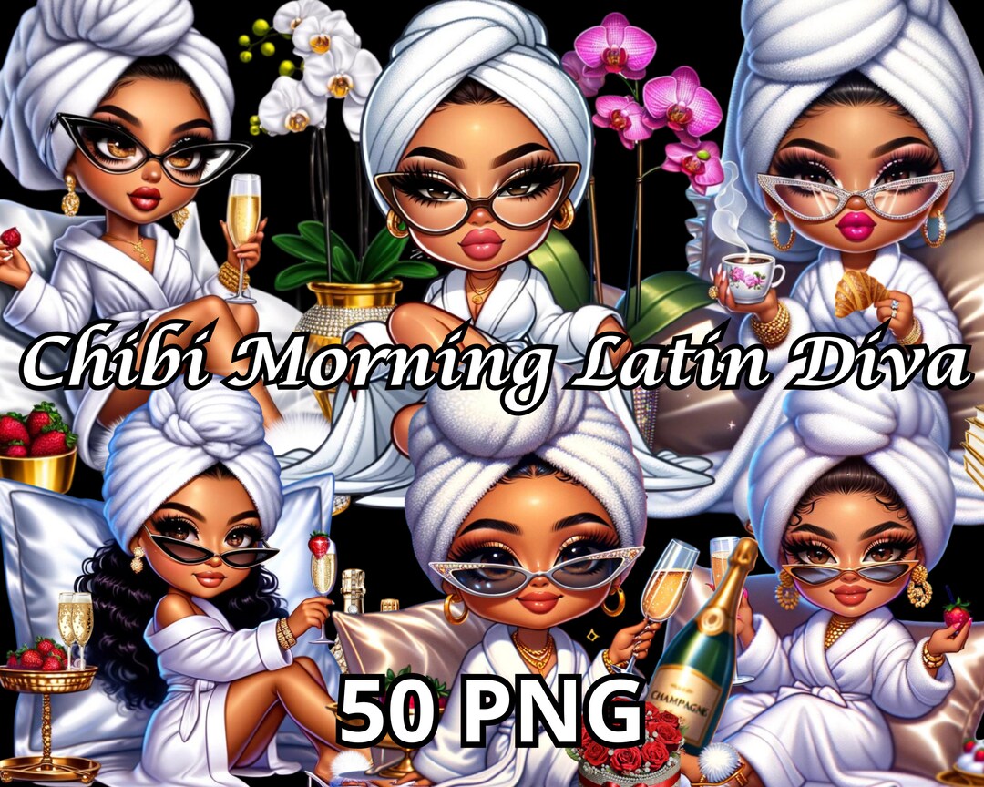Chibi Morning Latin Diva, 50 PNG, Latina Clipart, Chibi Dolls Png ...