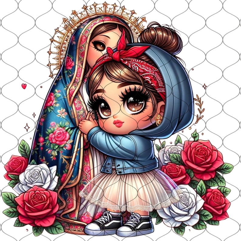 Chibi Cute Latina Baby Girl Virgin Mary Png, 12 Png, Latina Princess ...