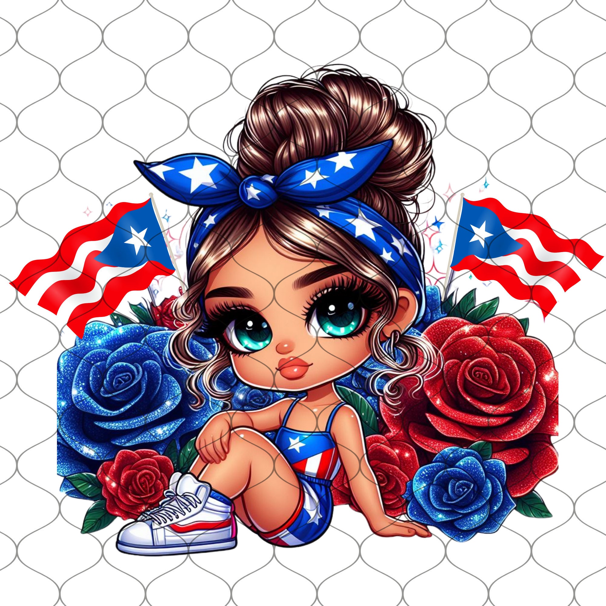 Chibi Cute Puerto Rican Baby Girl Png, 15 Png, Puerto Rico, Chibi Girl ...