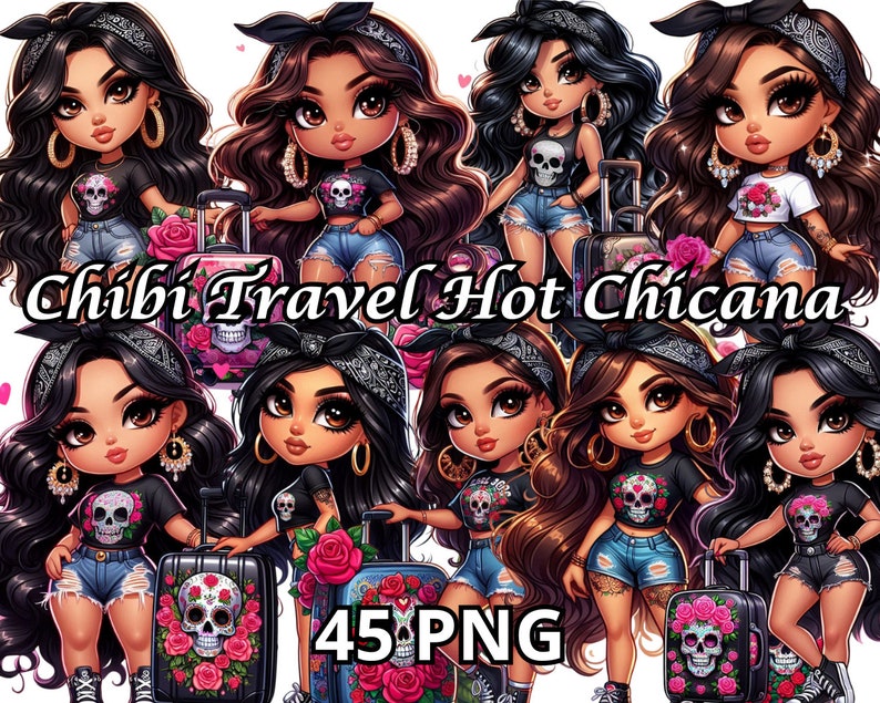 Chibi Travel Hot Chicana, 45 PNG, Chicana Png, Travel Girl Clipart ...