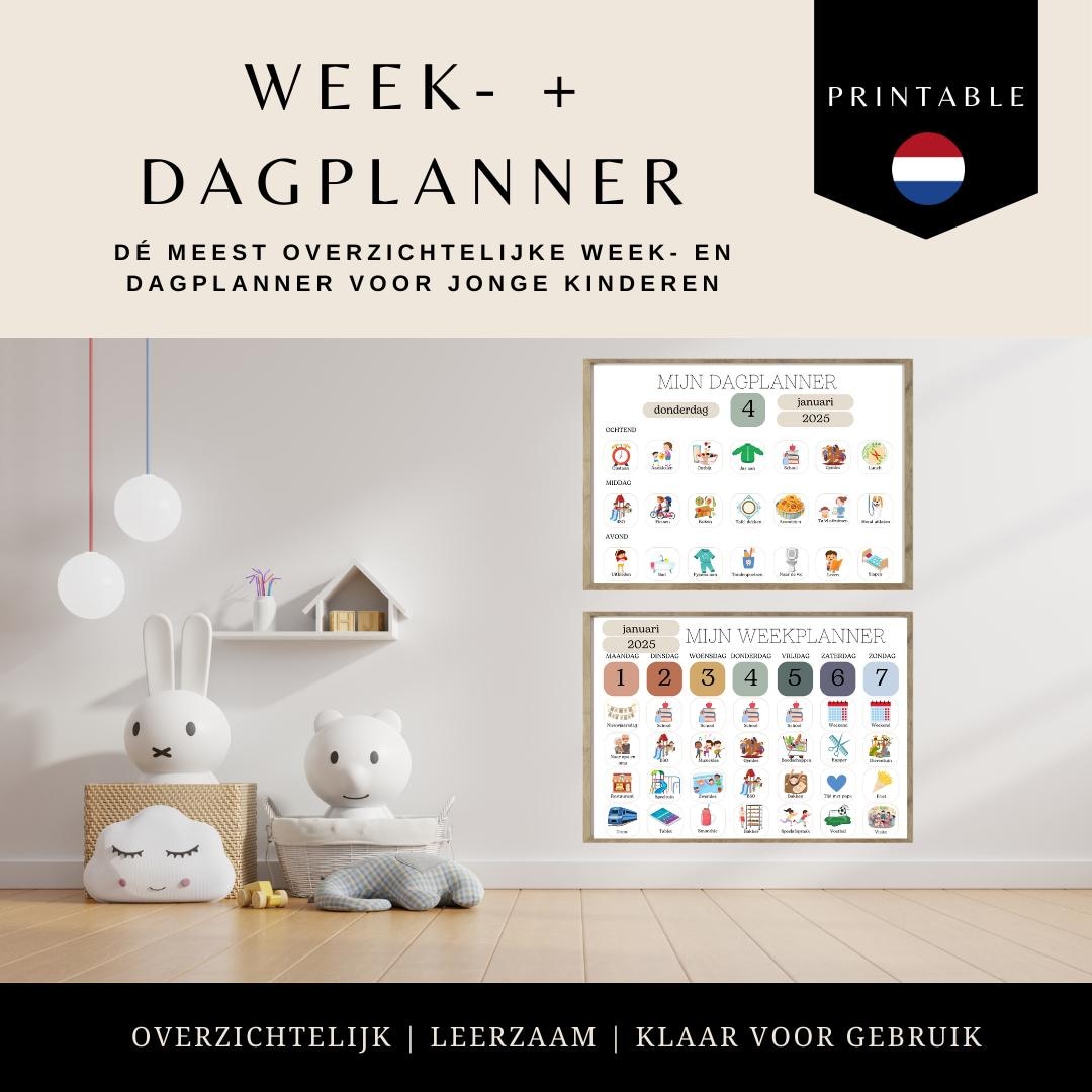 Weekplanner Kind Nederlands | Dagplanner Peuters Kleuters | Dagelijkse ...