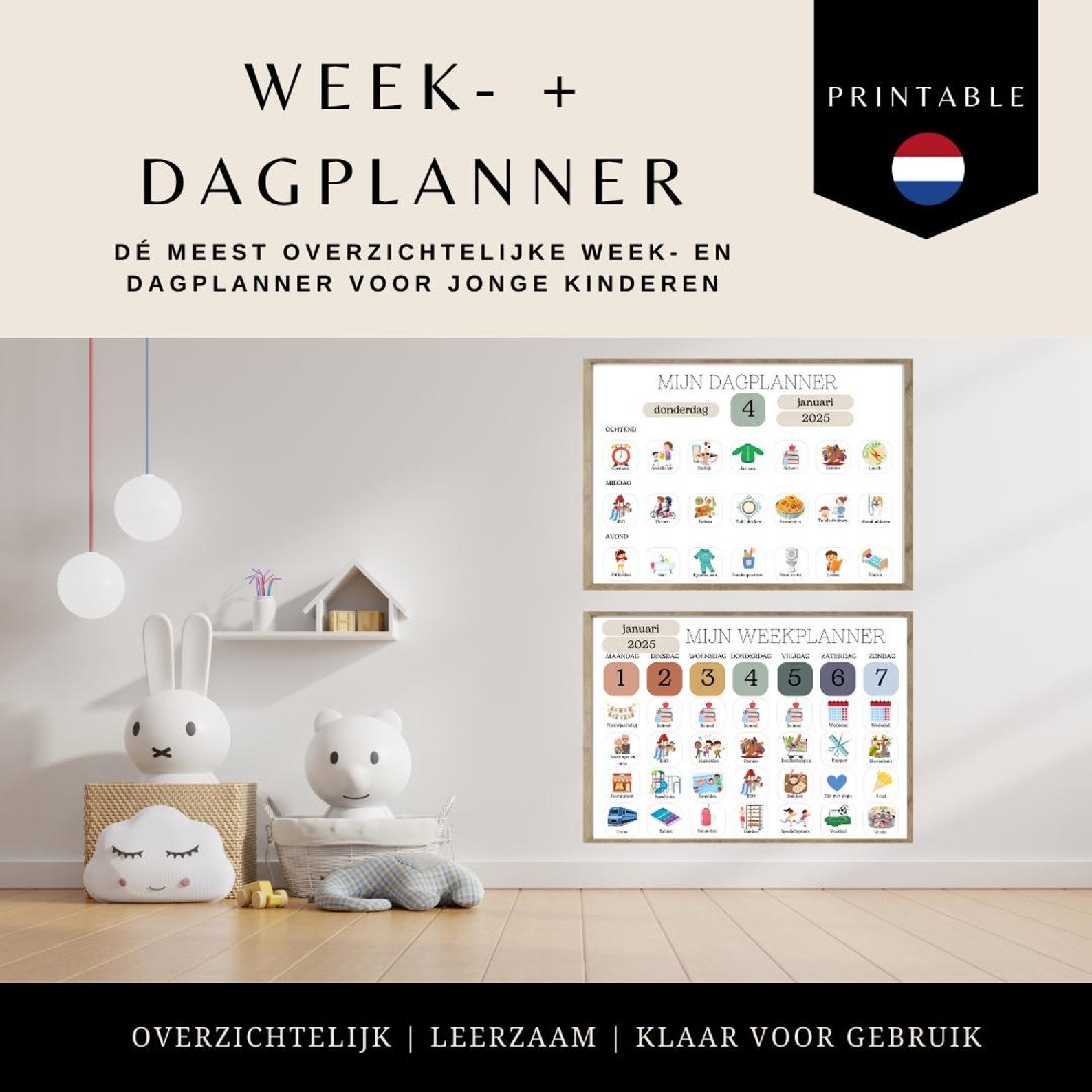 Weekplanner Kind Nederlands | Dagplanner Peuters Kleuters | Dagelijkse ...