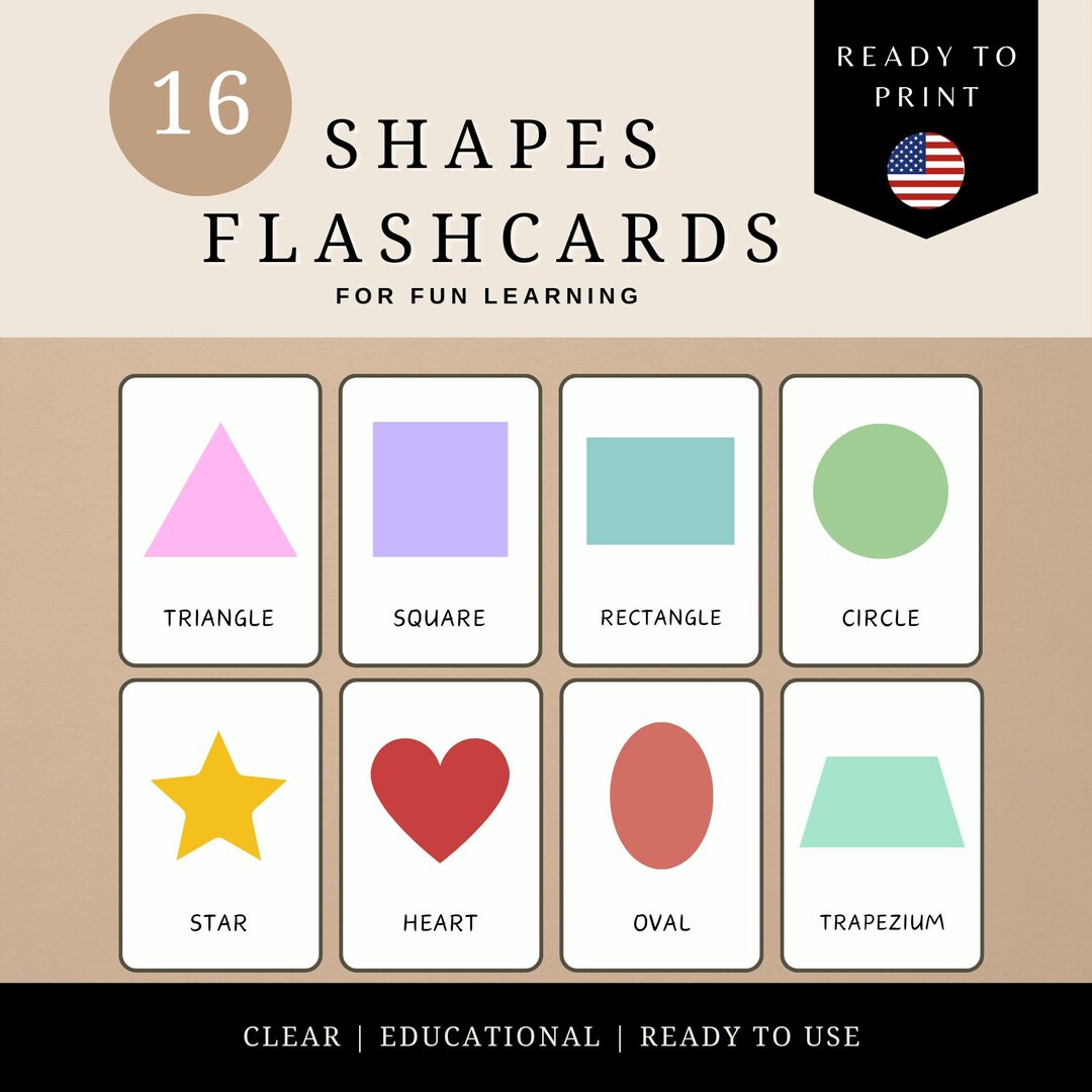 16 Shapes Flashcards | Flash Cards for Kids | Pre School Cards ...