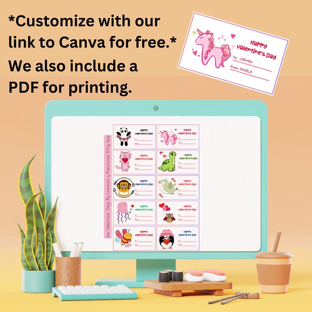 Editable Valentine Gift Tags, Printable Kids Valentine Tags, Classroom ...
